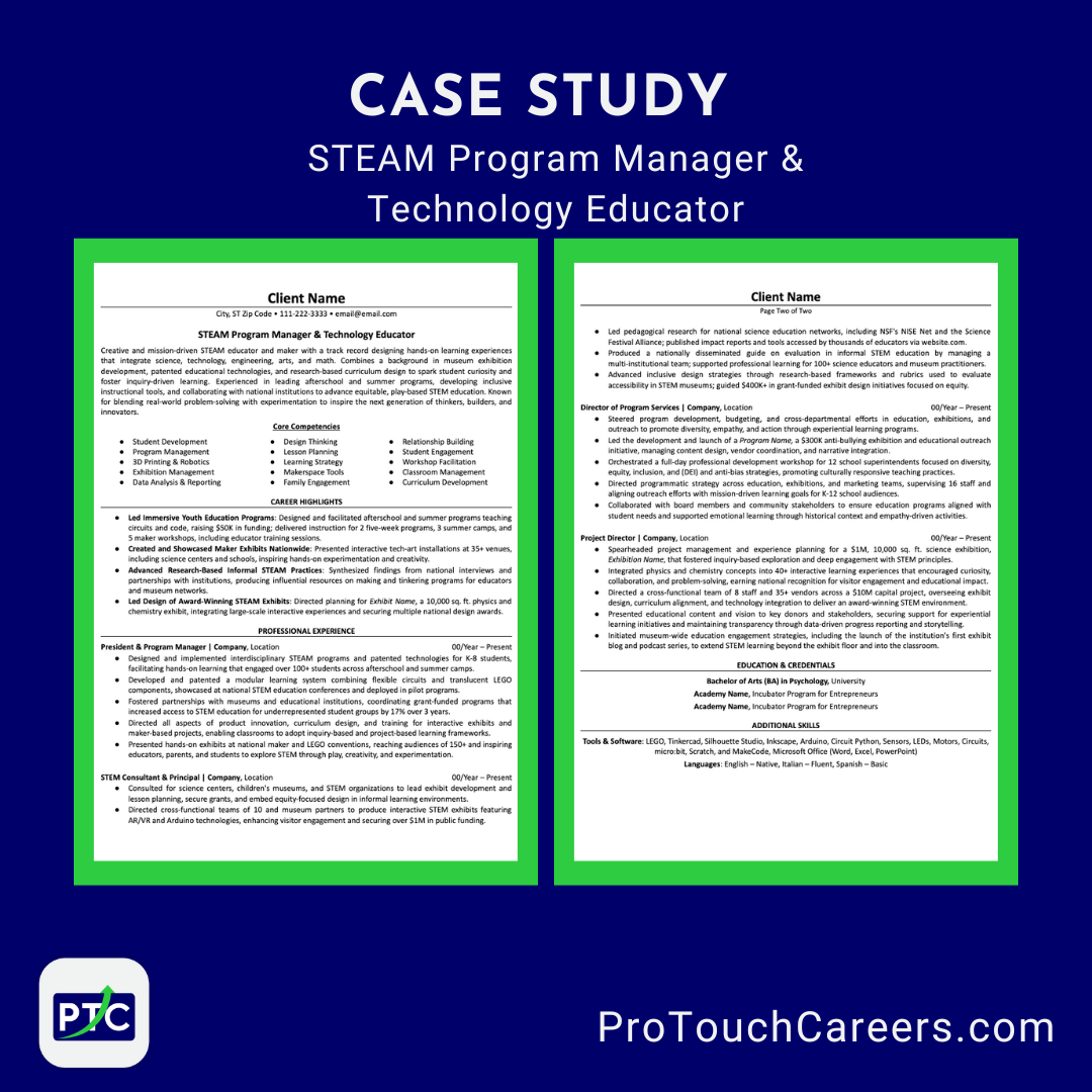 Museum Professional Resume Case Study | Career Pivot